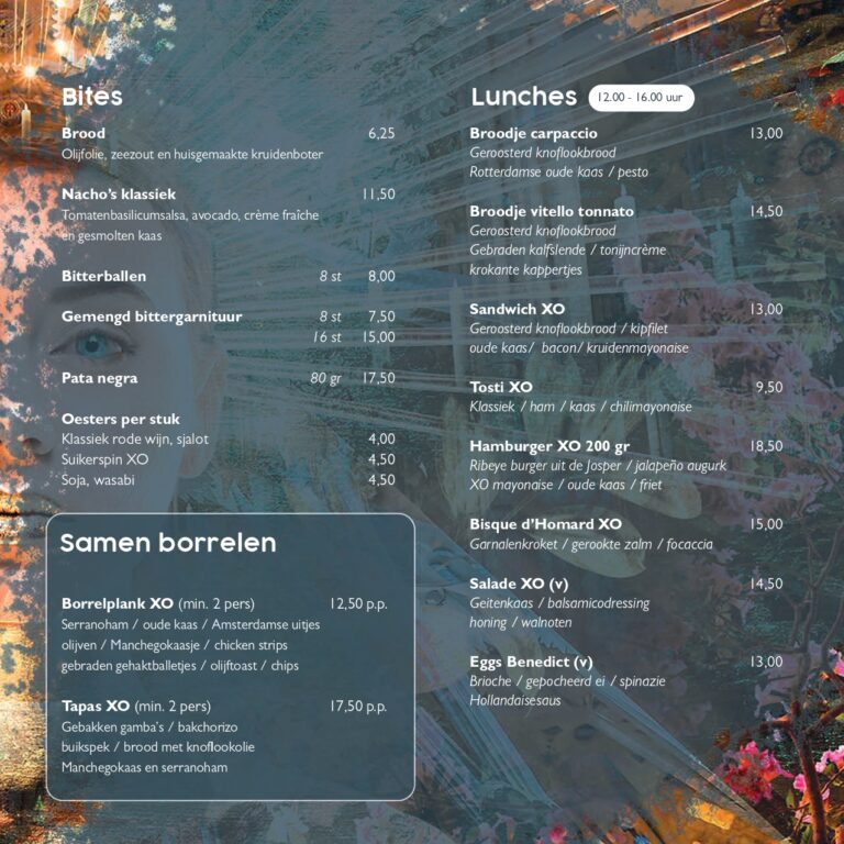 Menukaart - Restaurant XO