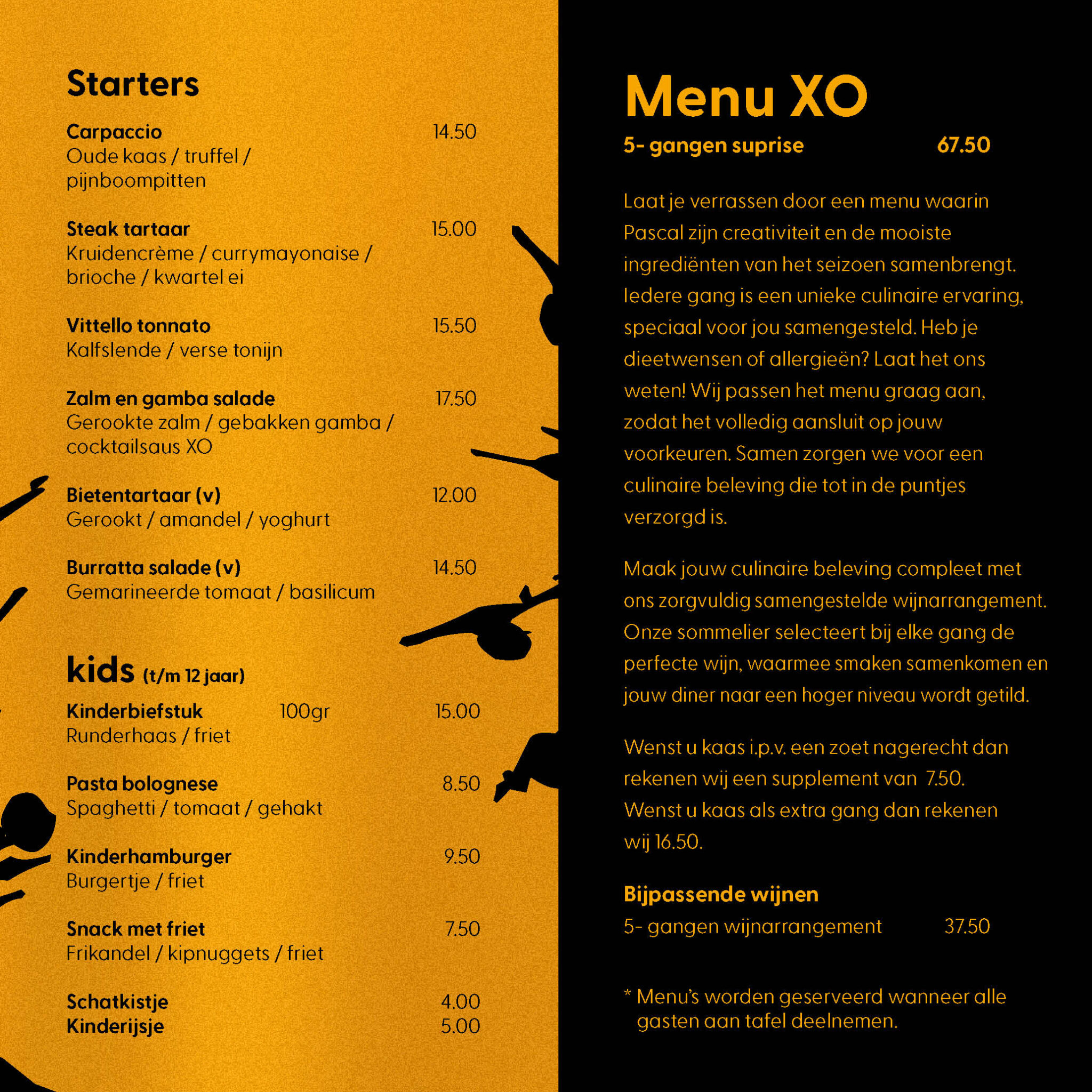 Menukaart - Restaurant XO